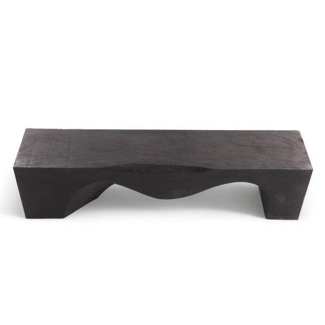 71" Inch Long Modern Black Sculpture Bench - 2 | Chairish