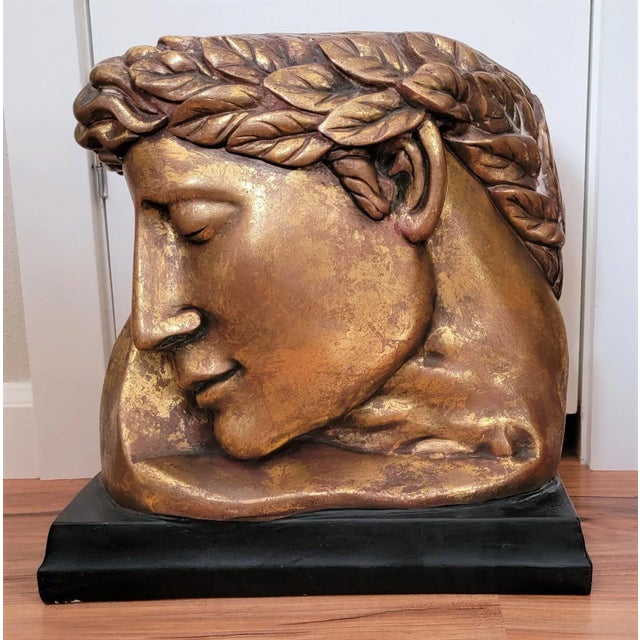 Apollo Bust With Laurel Wreath Burnished Gold | Chairish