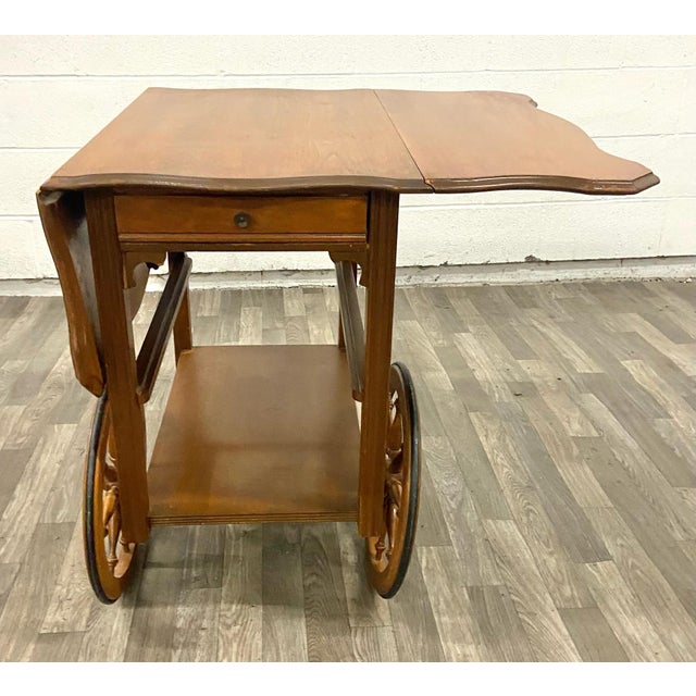 Vintage 1950 Maple Colonial Early American Drop Leaf Bar Cart Tea Cart ...