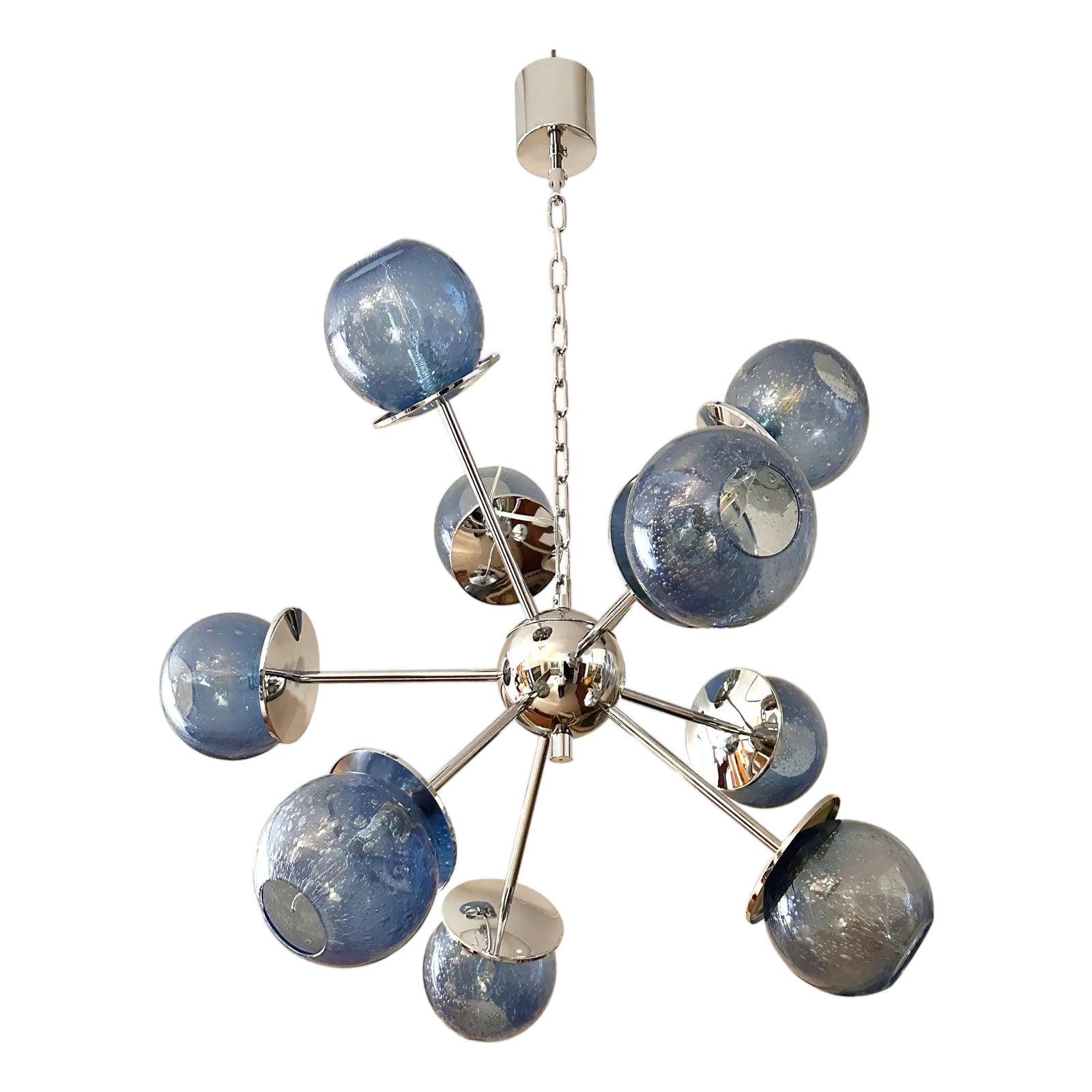 Sputnik Pulegoso Blue Murano Glass Chandelier by Simoeng | Chairish