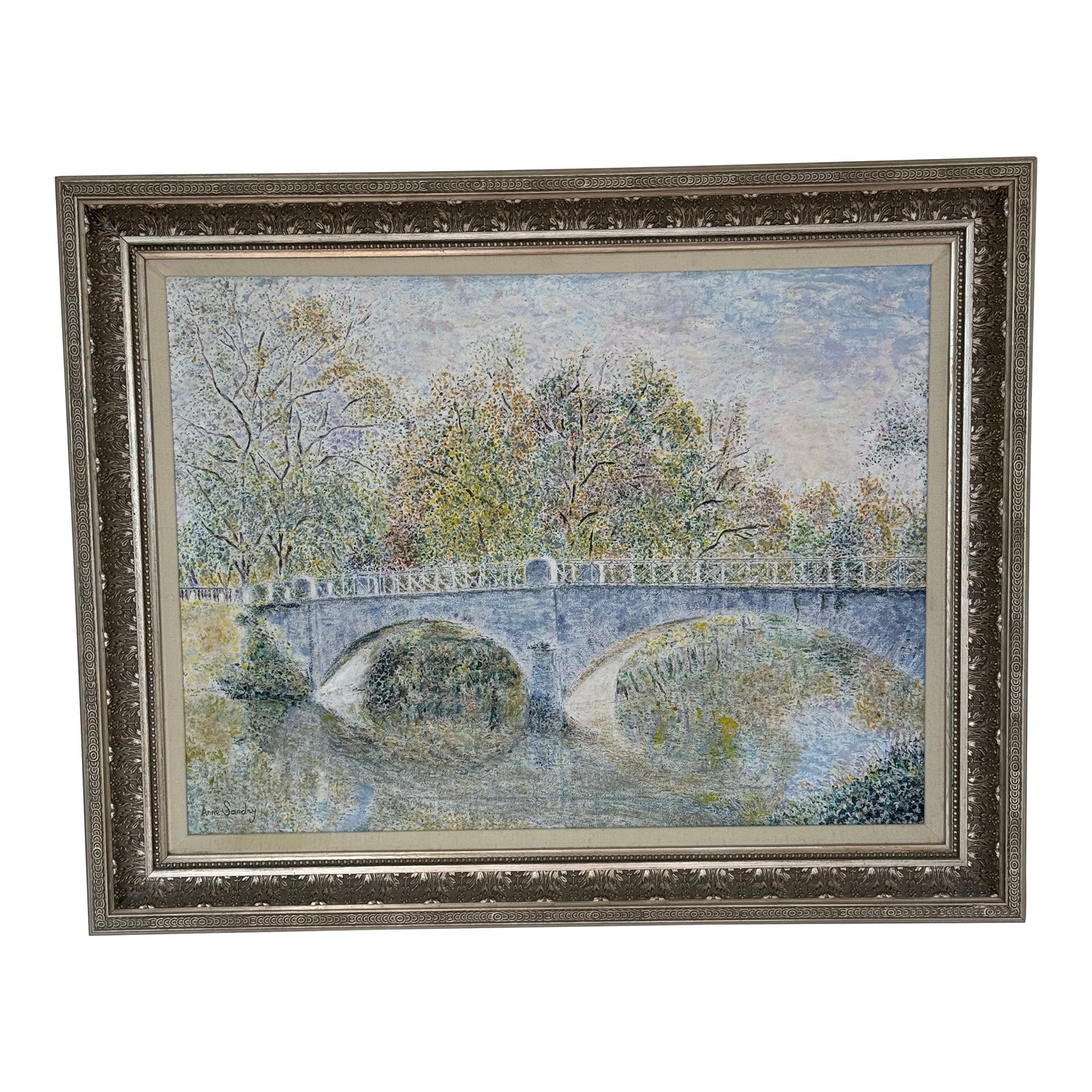 1950s “Le Pont” the Bridge by Anne Sandry, French Artist, Jarnac ...