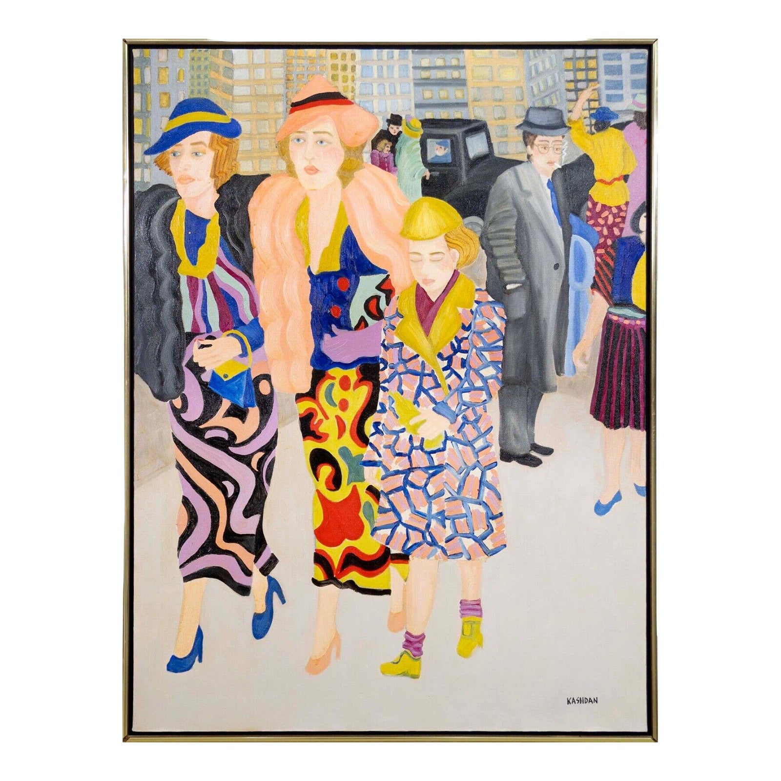 Deborah Marlowe Kashdan The Chicago Girls Signed Oil Painting on Canvas ...