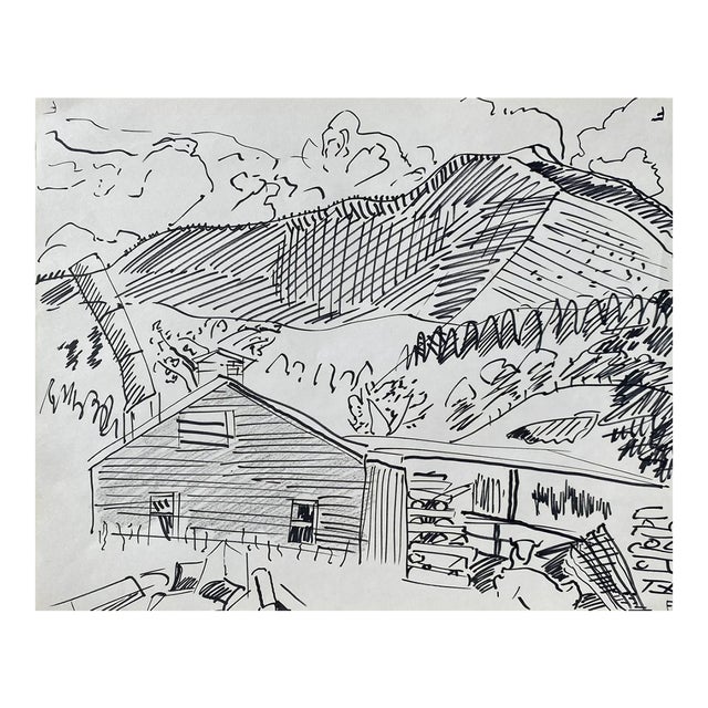 Frank Wallace Pleasant Valley Vermont Drawing | Chairish