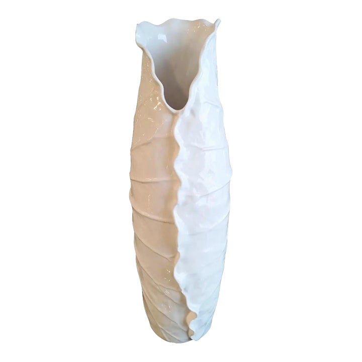 1980s Extra Tall Ceramic White Cabbage Dodie Thayer Style Leaf Flower ...