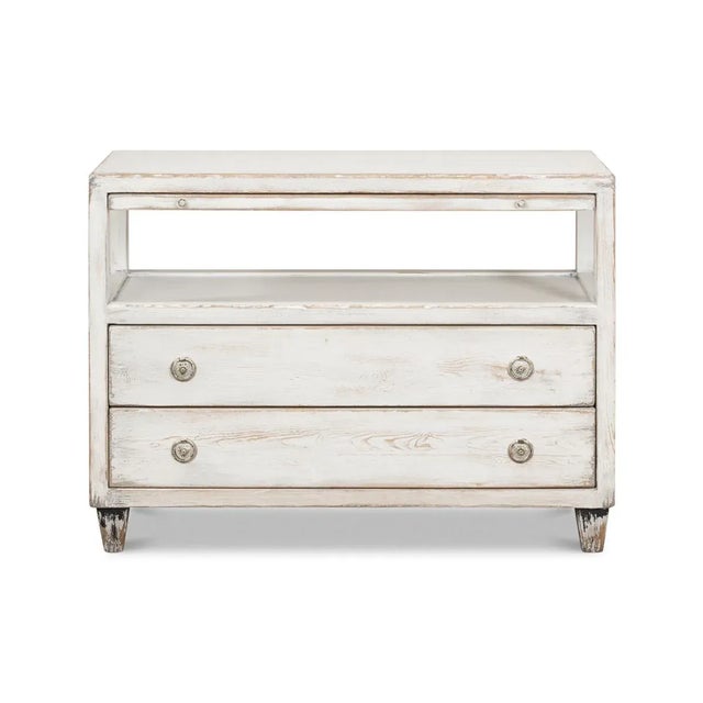 Rustic Antiqued White Stand | Chairish