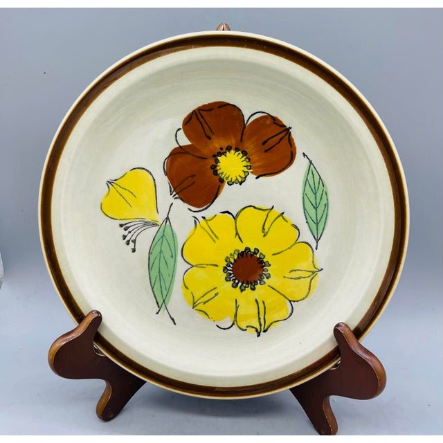 1970s Mixed Set of 8 Floral Stoneware Dinner Plates | Chairish