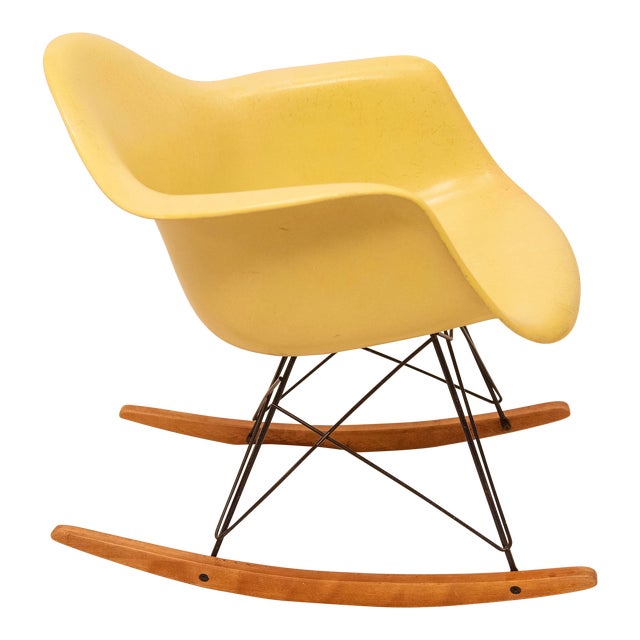 1950s Vintage Mid Century Charles Eames Fiberglass Rocking Chair | Chairish
