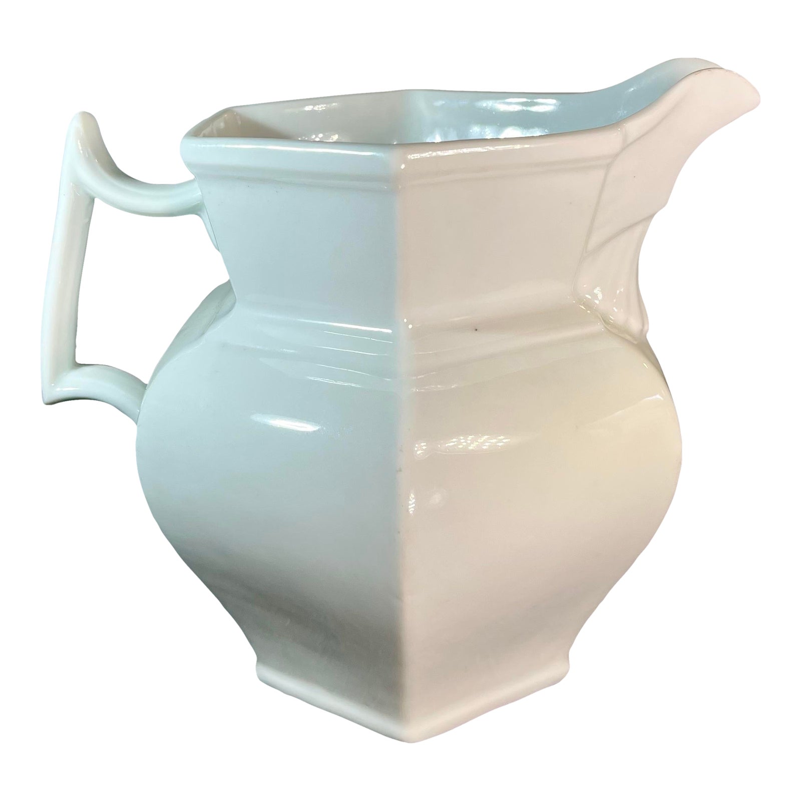19th Century White Ironstone Pitcher | Chairish