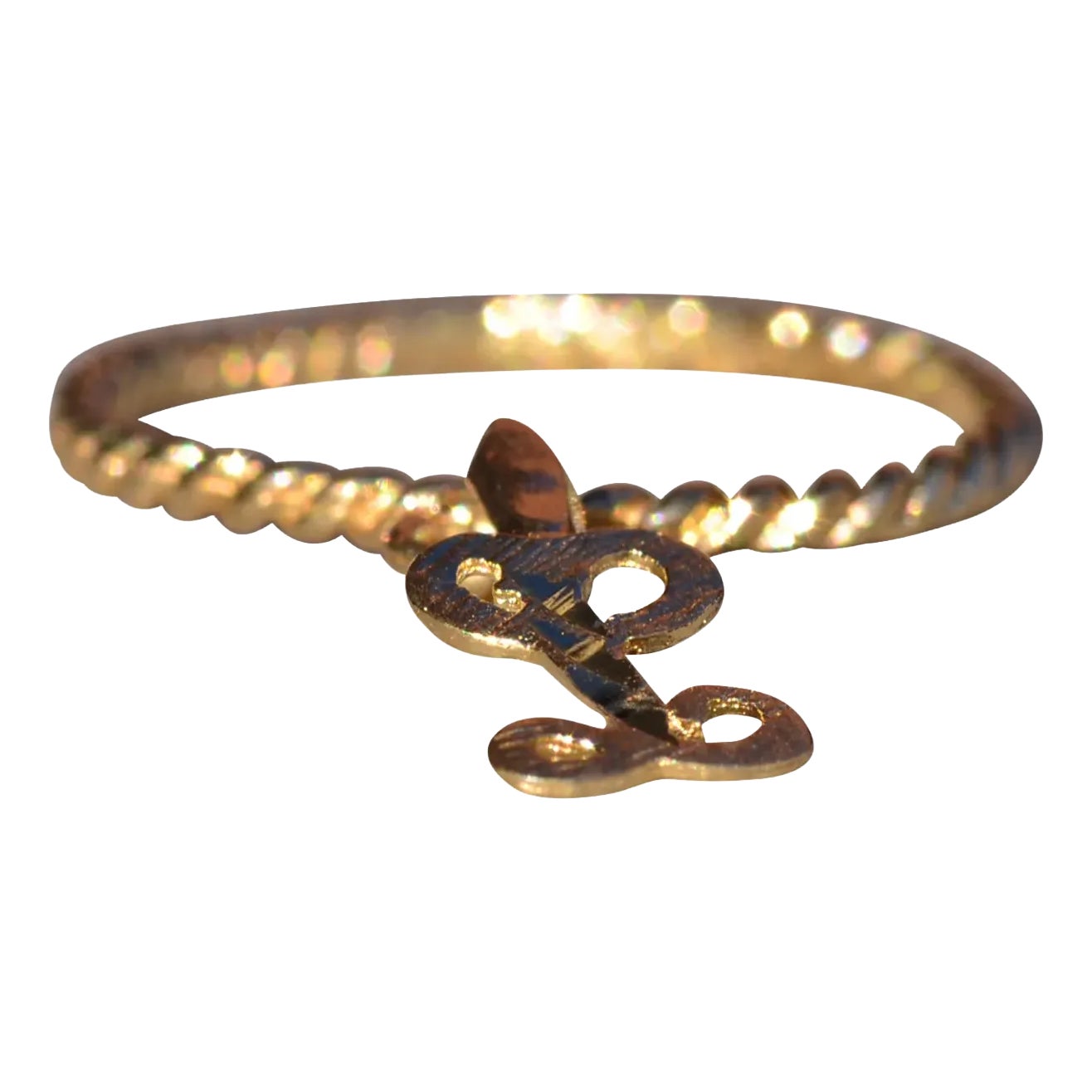 The Hemstock: Ladies 14K Diamond Cut L Dangler Ring | Chairish