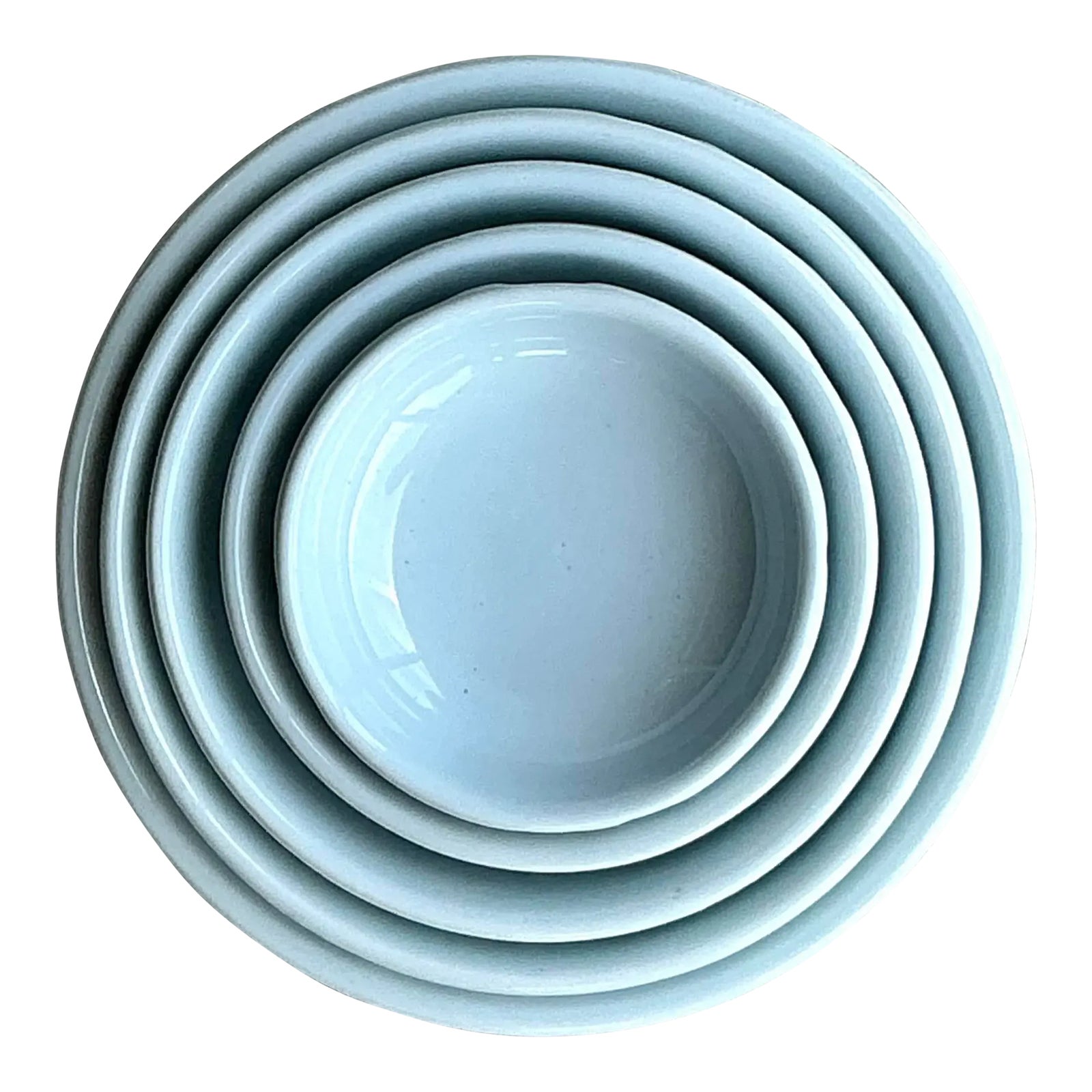 Vintage Asian Glazed Ceramic Stacking Bowls - Set of 5 | Chairish