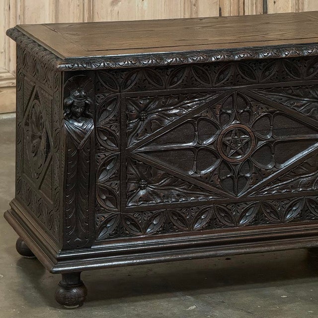 Pair 19th Century French Gothic Revival Trunks ~ Blanket Chests | Chairish