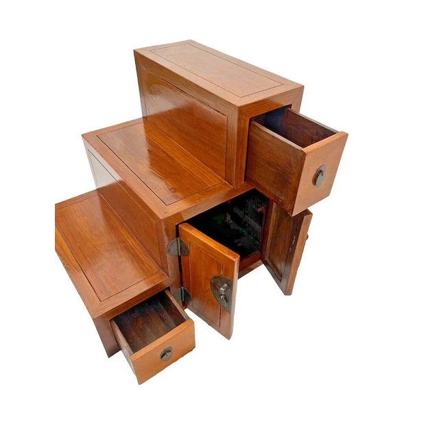 1940s Japanese Kaidan Tansu Step Chest cabinet Two pass through drawers ...
