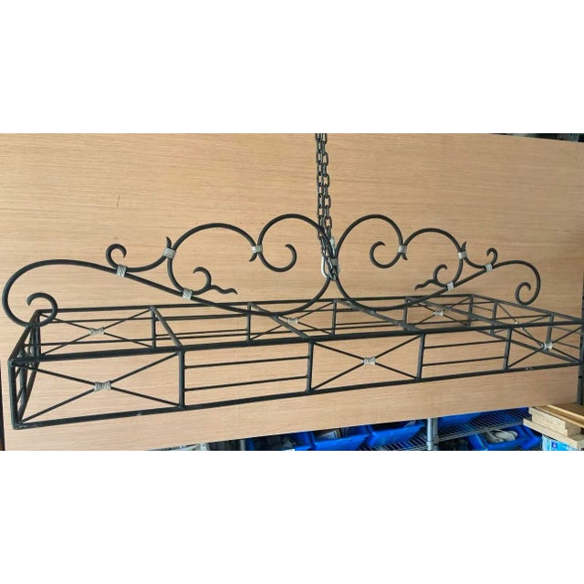 Custom Wrought Iron Scrolled Hanging Kitchen Pot Rack | Chairish