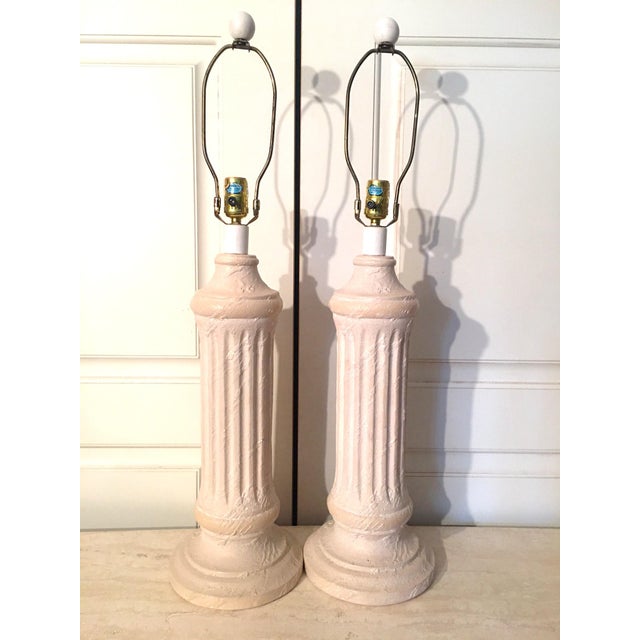 1980s Neoclassical Doric Column Pillar Roman Greek Plaster Lamps - a ...