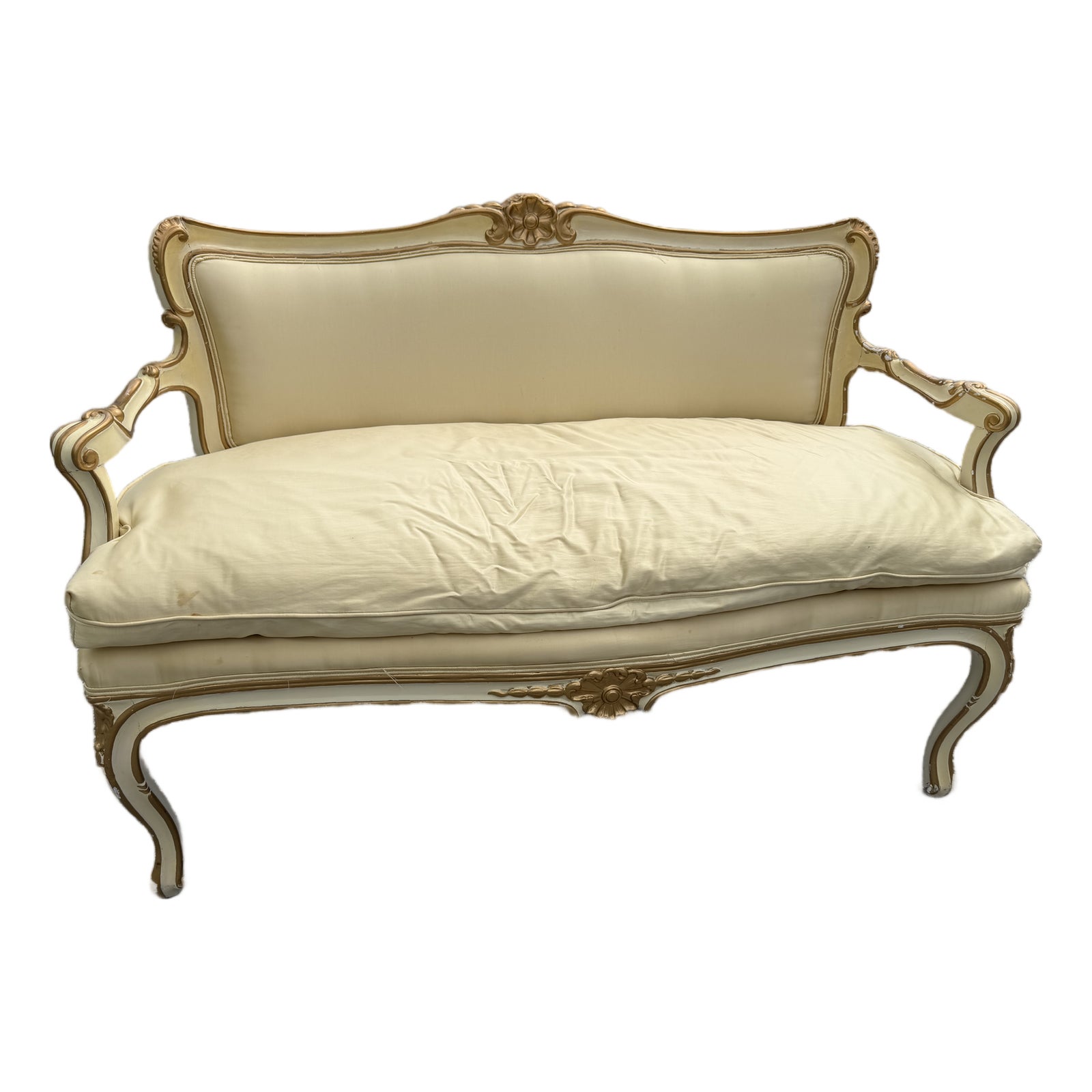 1990s Carved Louis XVI Style Diminutive Settee | Chairish