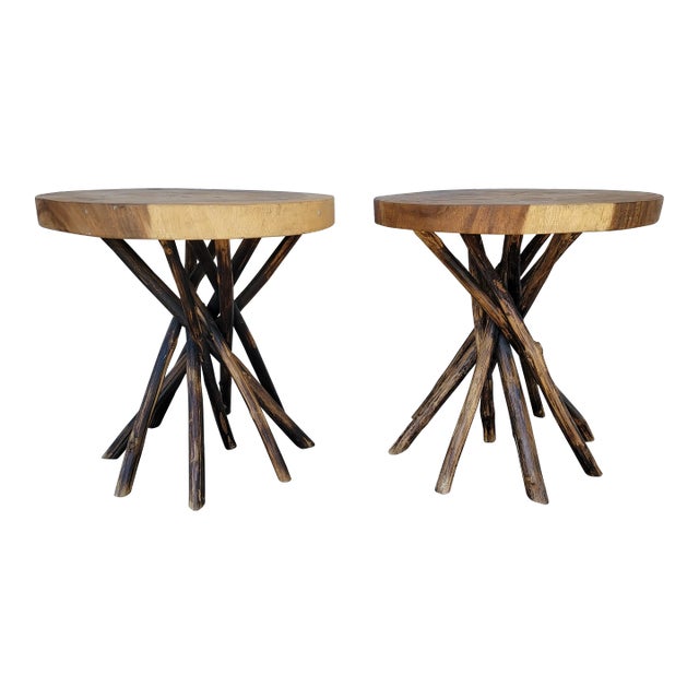1990s Two Wooden Side Tables - a Pair | Chairish