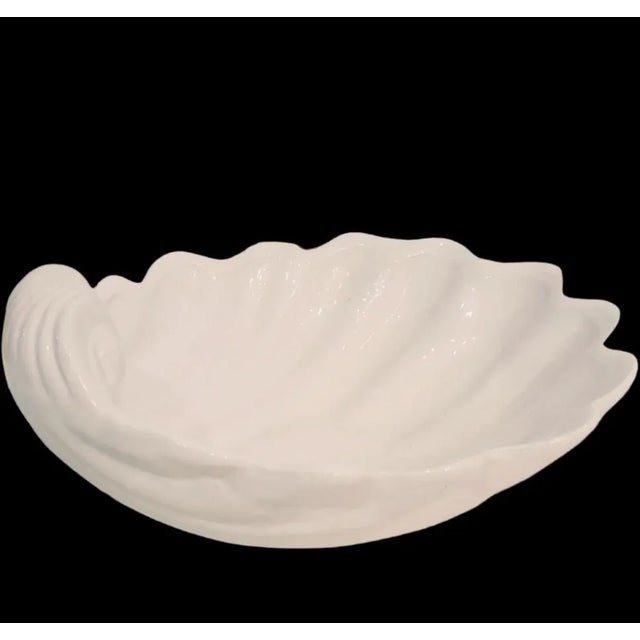 Vintage Ceramic White Large Coastal Regency Clam Shell Serving Dish ...