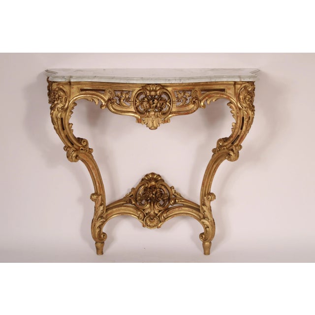 Antique Louis XV Style Gilt Wood (Gold Leaf) Console Table | Chairish
