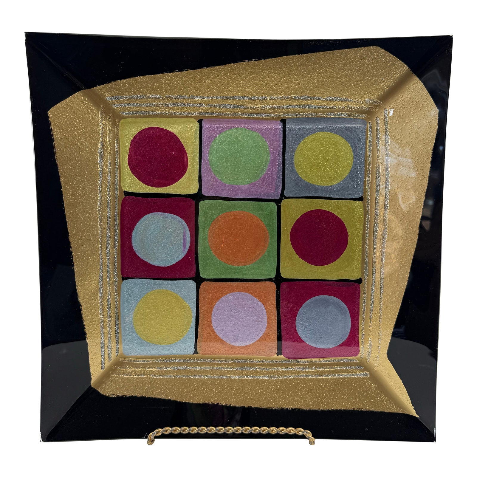 1990s MoMo Panache Handcrafted in Romania Abstract Glass Plate | Chairish