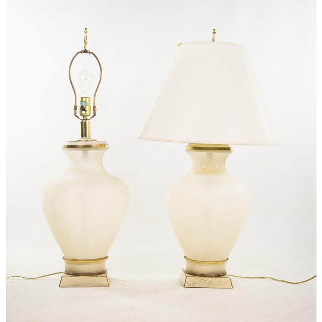 Italian Frosted Glass Table Lamps - a Pair | Chairish