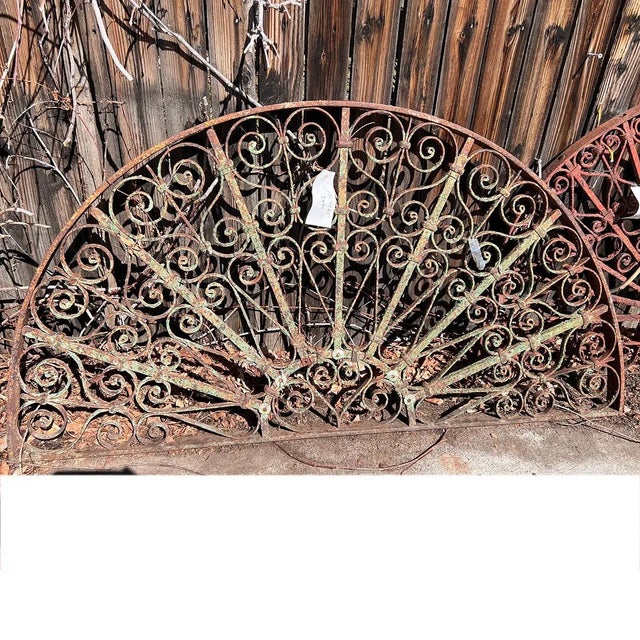 French Colonial Wrought Iron Arched Transom Grille | Chairish