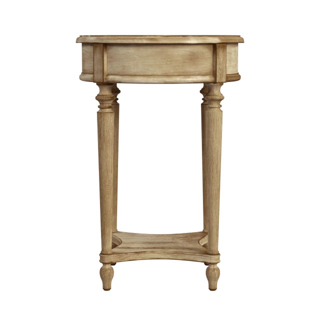 Jules 1 Drawer Round End Table with Storage, Beige | Chairish