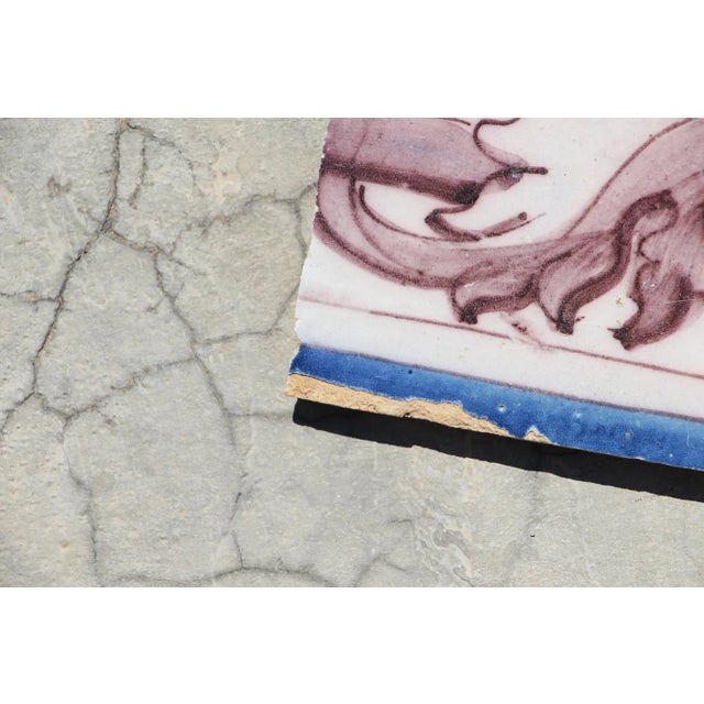 18th Century Antique Set of Four Ribbon Floral Baroque Tiles ...