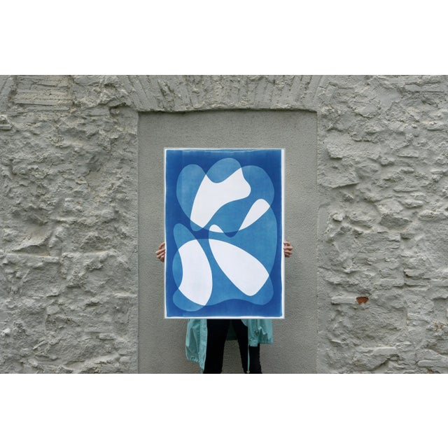 Mid-Century Modern Shapes, Handmade Cyanotype on Watercolor Paper in ...