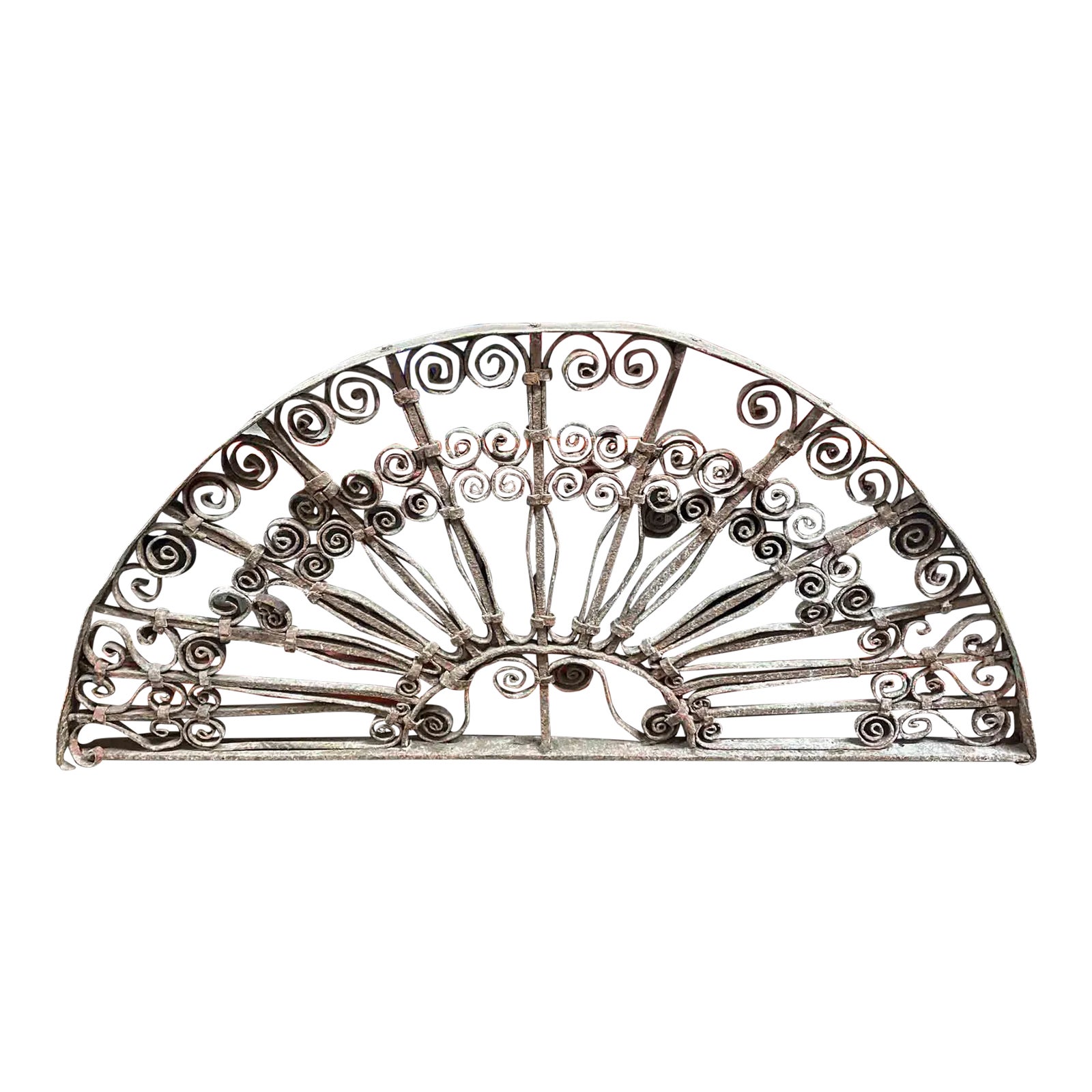 Antique Late 19th Century Wrought Iron Arched Transom | Chairish