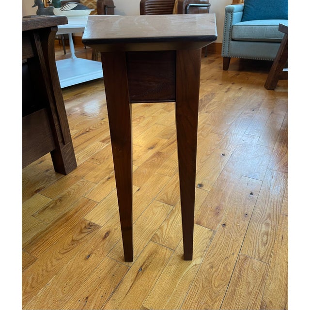 Custom Black Walnut Wing Side Table With Drawer | Chairish