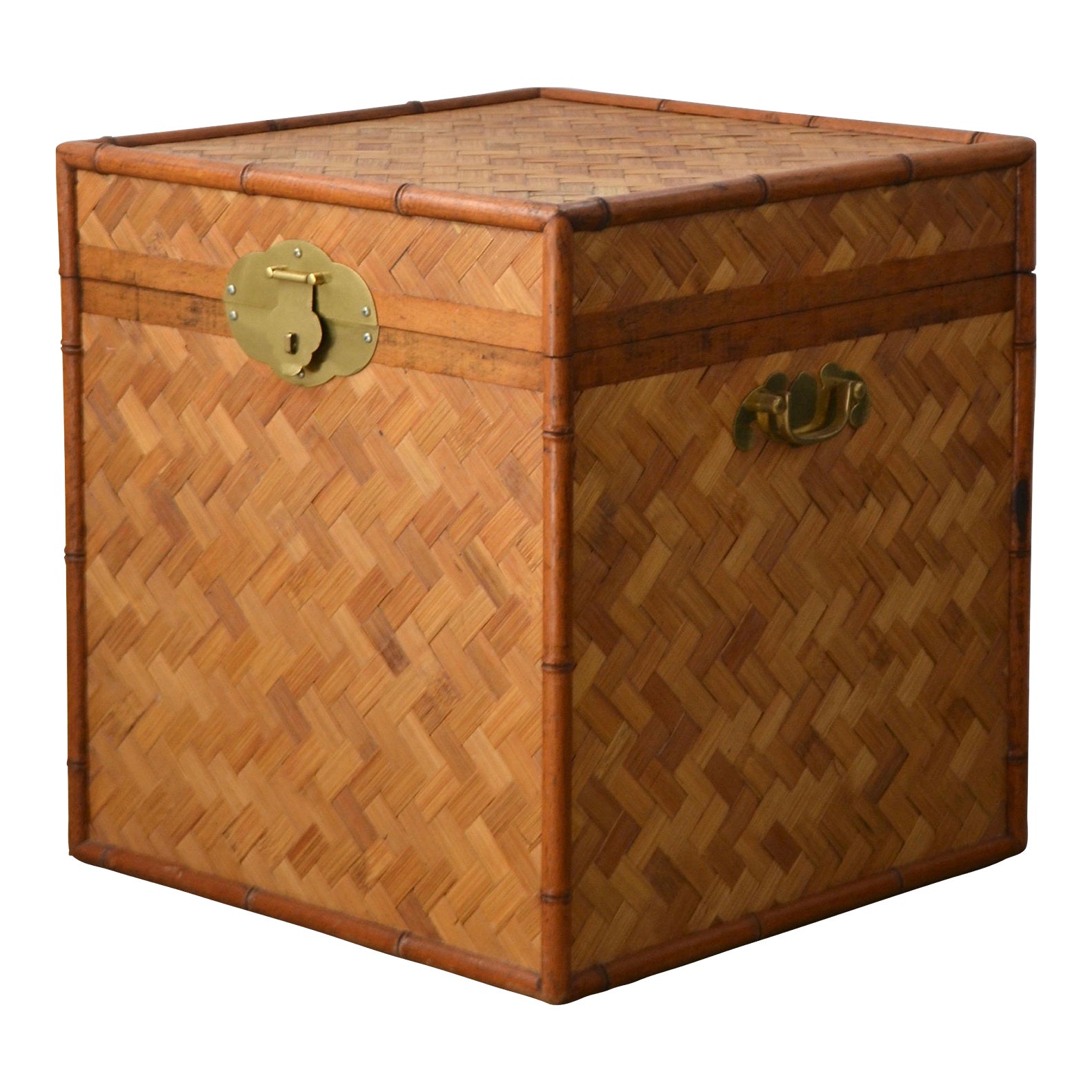 1960s Mid-Century Woven Rattan Chest | Chairish