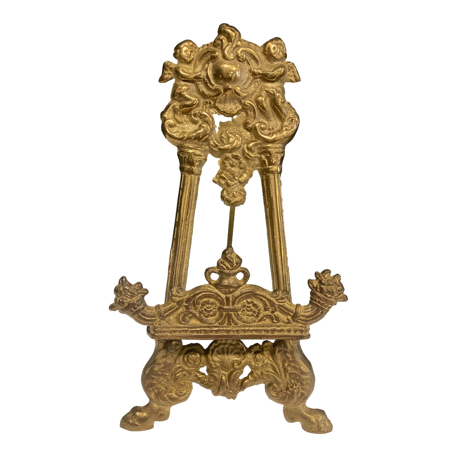 Vintage Ornate Baroque Style Brass Easel Stand | Chairish