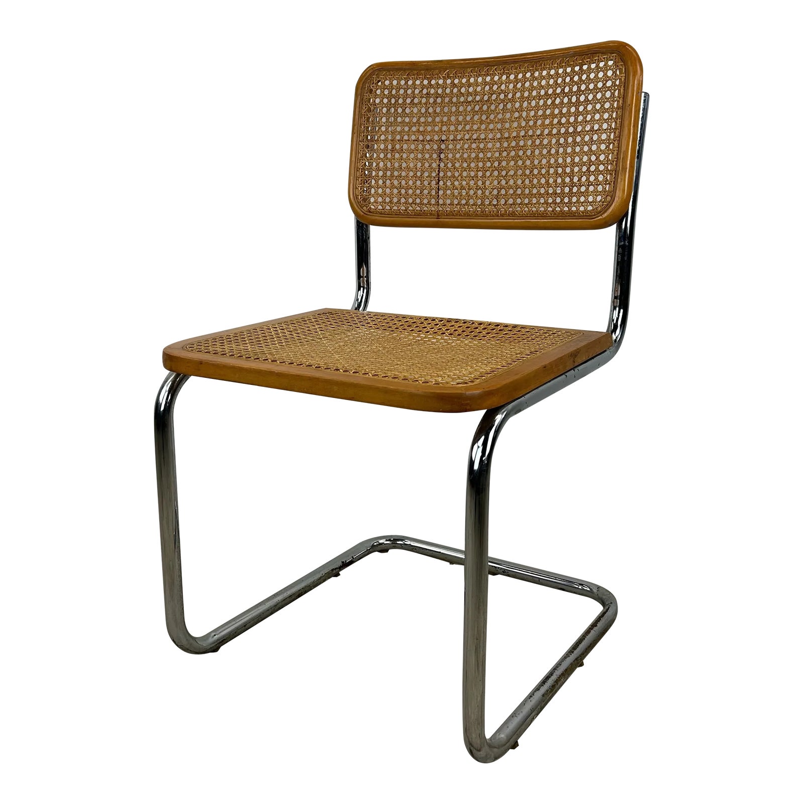 Mid Century Modern Cesca Style Side Chair With Cane Seat & Back | Chairish