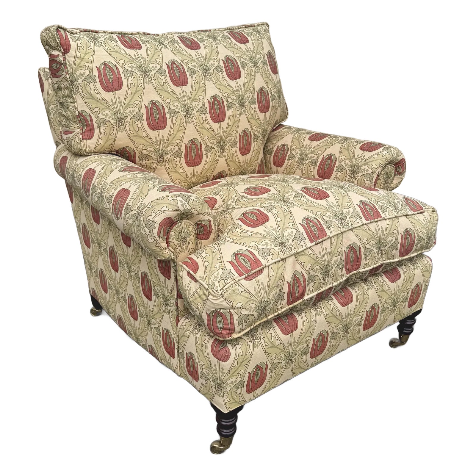 George Smith Short Scroll Arm Chair | Chairish