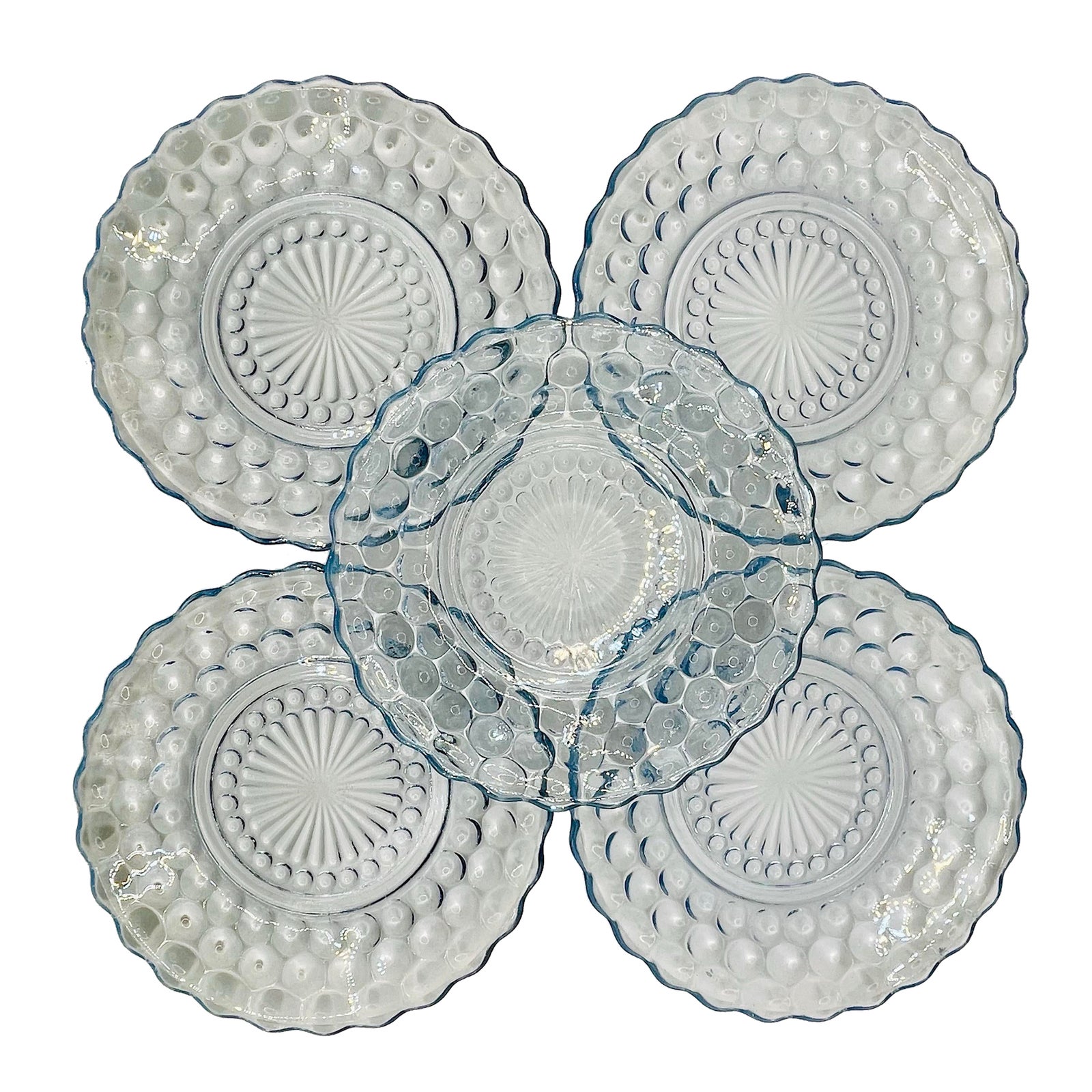 1930s Pale Blue Bubble Dessert Plates- Set of 5 | Chairish