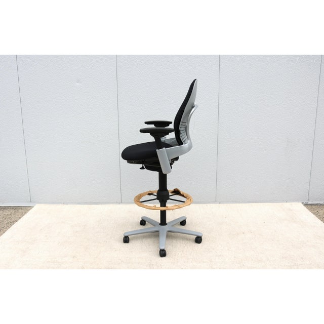 Steelcase Leap Ergonomic Stool Chair in Black Fabric Fully Adjustable ...