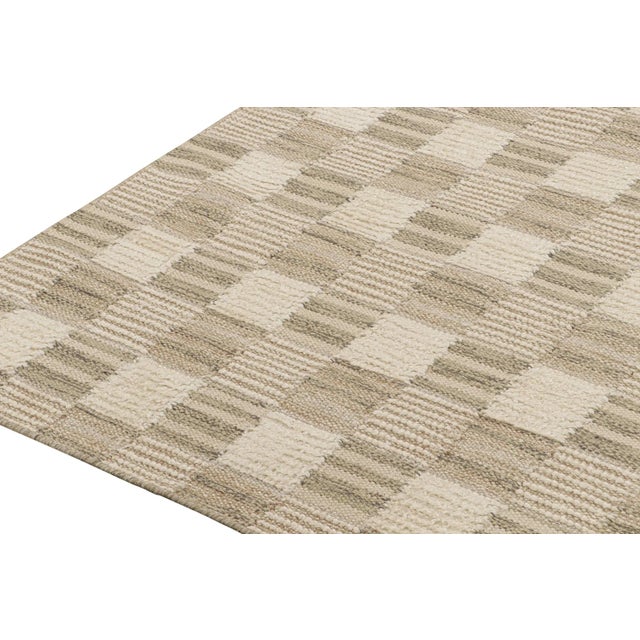 2010s Rug & Kilim’s Scandinavian Style Kilim in Beige-Brown & White ...