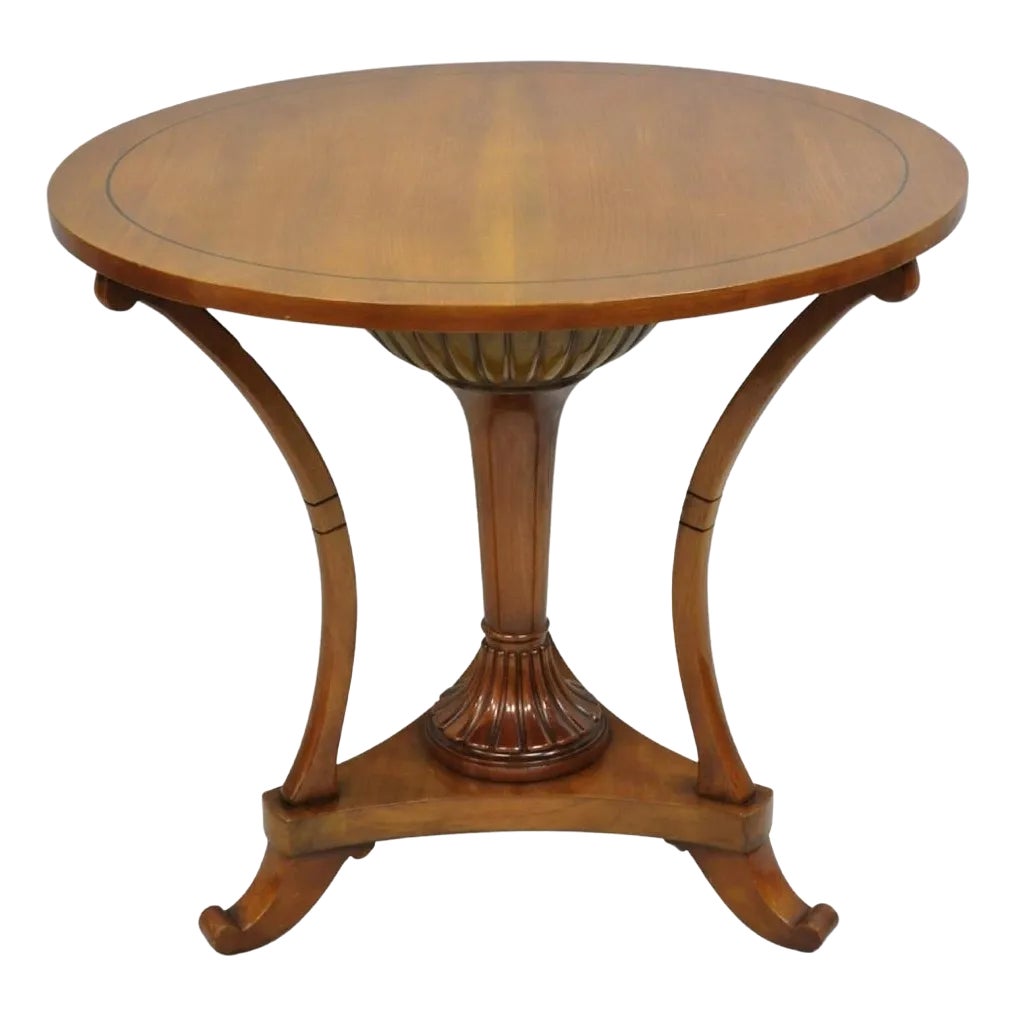Vintage Italian Regency Style Cherry Wood Pedestal Base Round Side ...