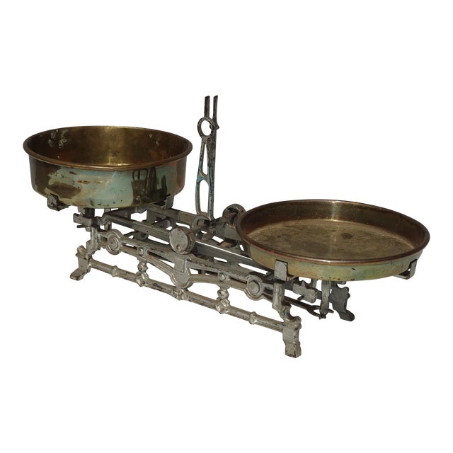 Antique Iron Metal Mercantile Balance Scale ~ Mid Century Modern | Chairish