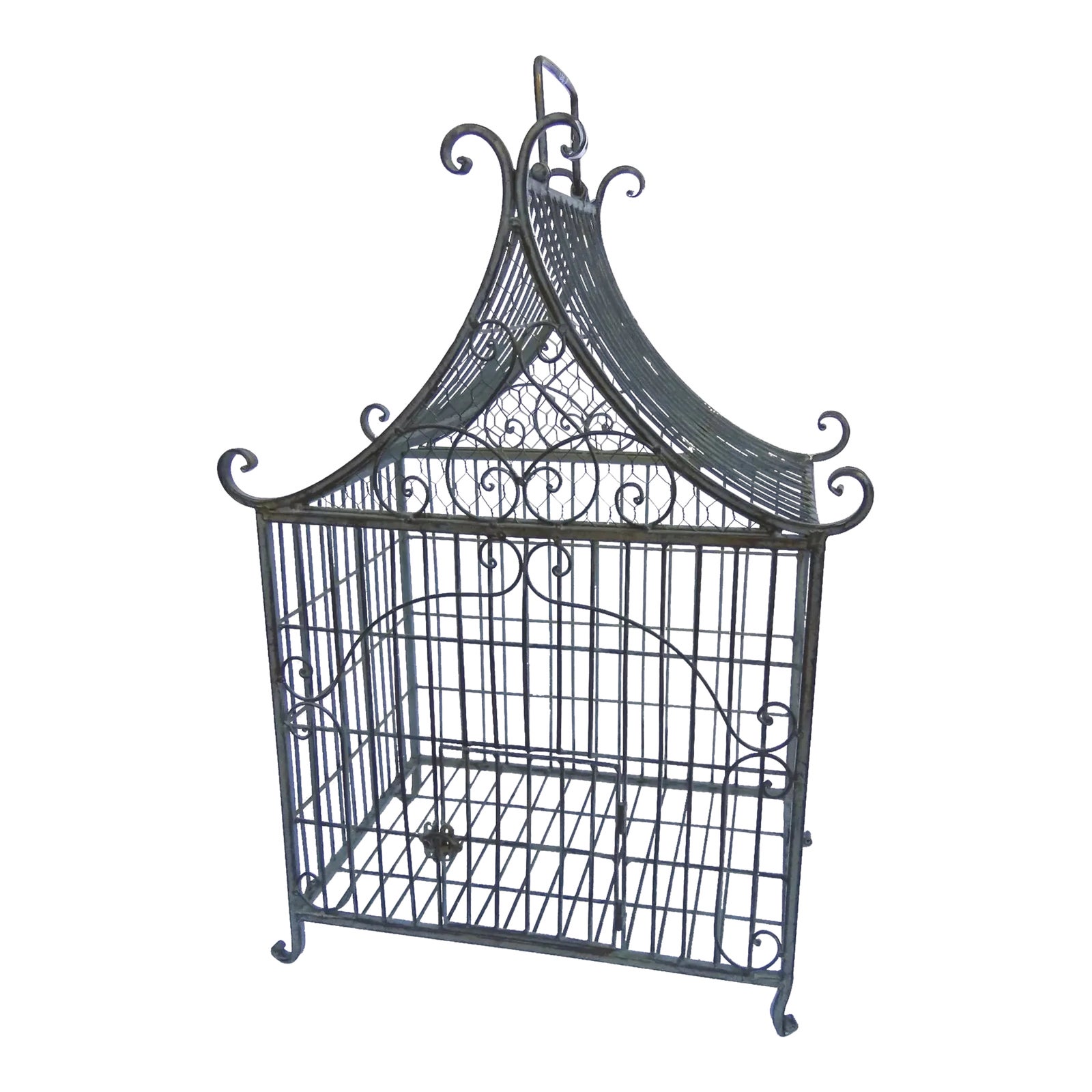 Vintage Metal Pagoda Bird Cage | Chairish