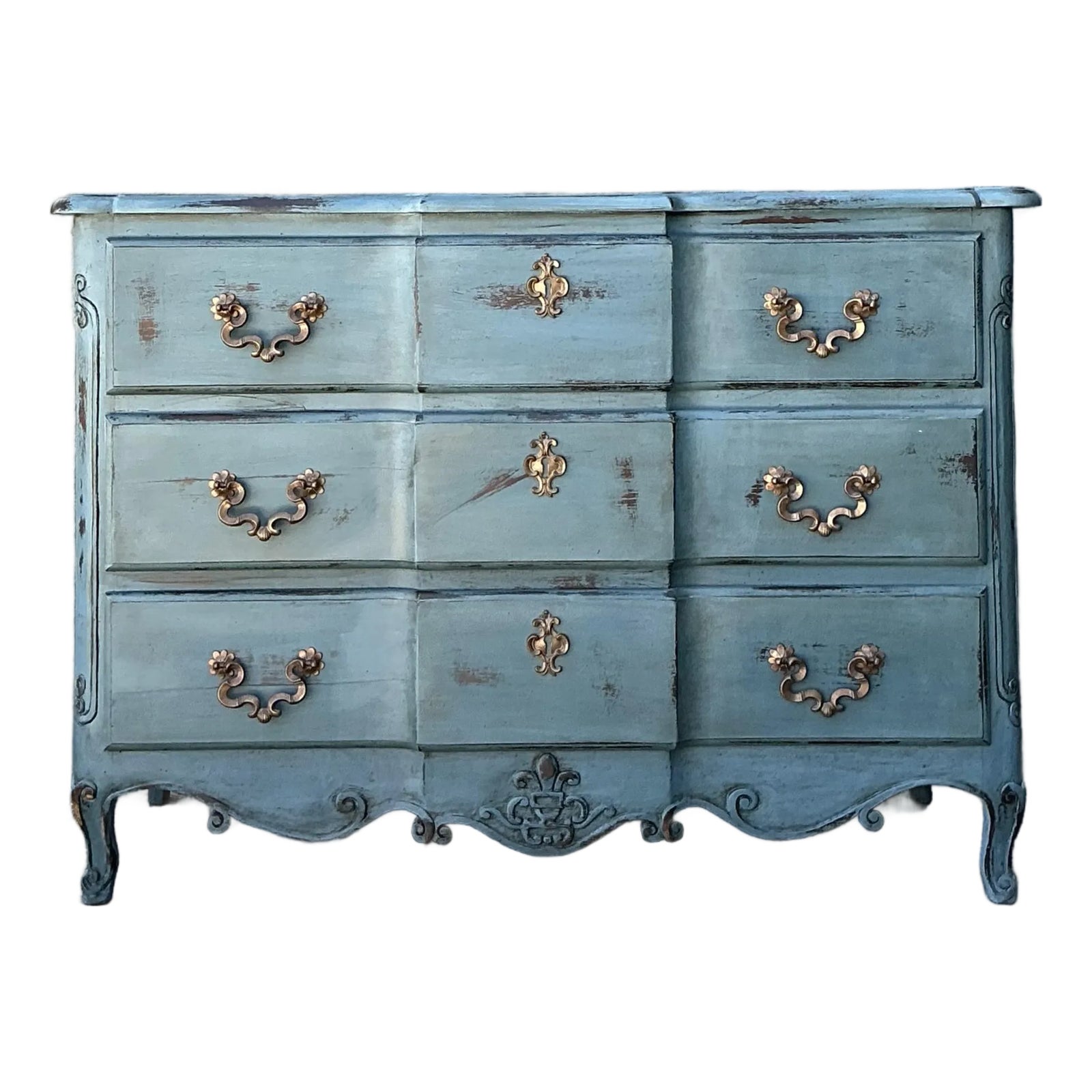 Vintage Patinated Roll Front Commode | Chairish
