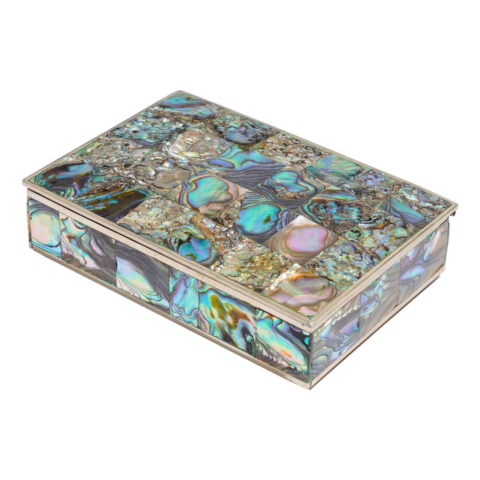Vintage Mexican Abalone Inlaid Box With Hinged Lid, C. 1960 | Chairish