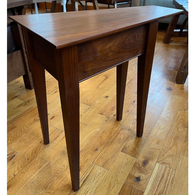 Custom Black Walnut Wing Side Table With Drawer | Chairish