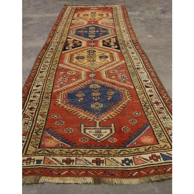 Antique Caucasian Tribal Rug Runner - 3′1 × 11′8 | Chairish