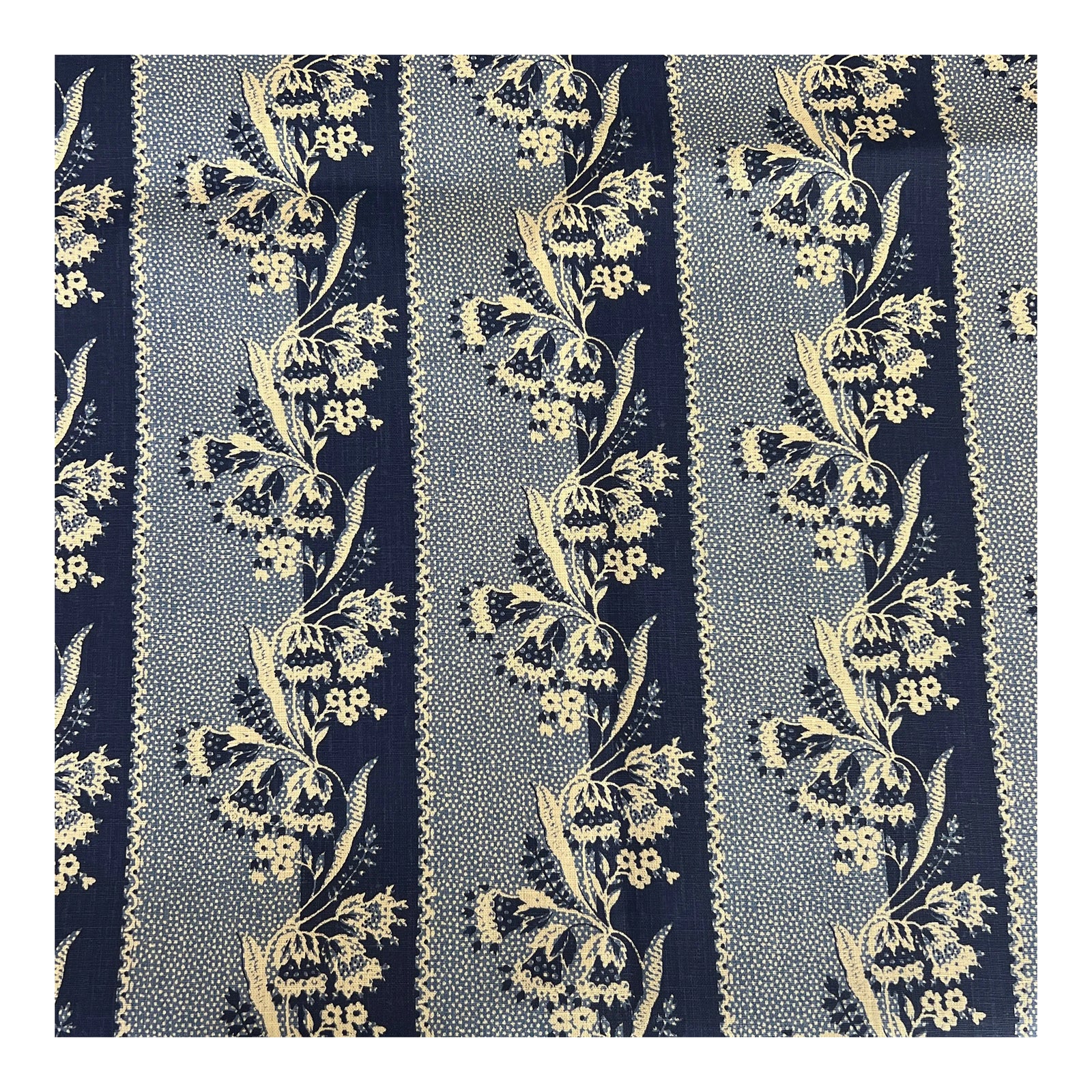 Jasper Gretta Blue Linen Strip Fabric- 3 Yards | Chairish