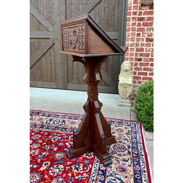 Antique English Oak Gothic Lectern Book Stand Oak 19th C | Chairish