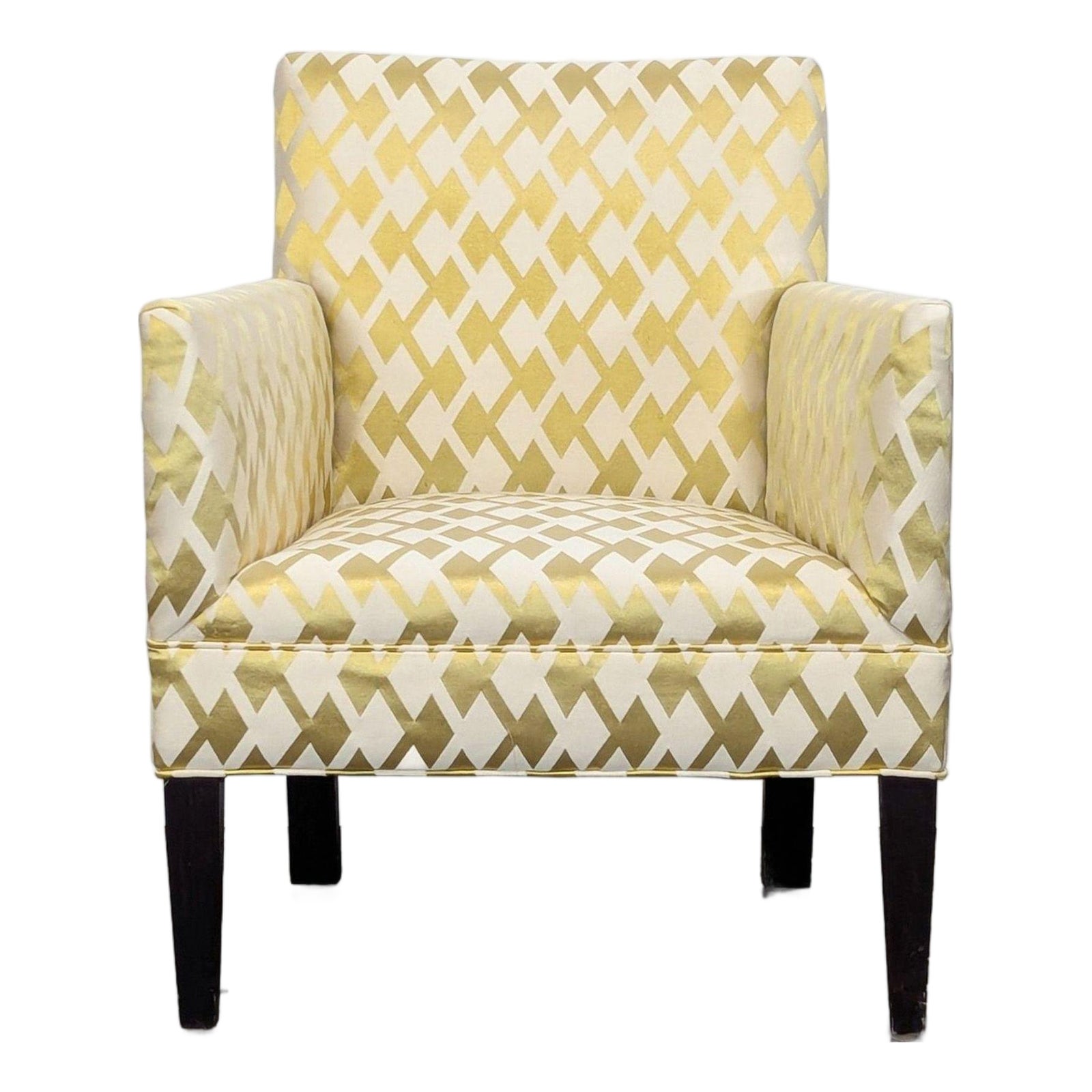 Lee Industries Modern Accent Lounge Chair With Gold and Cream Diamond ...