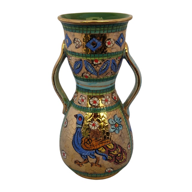 Vintage Mid 20th Century Mario Sambuco Byzantine Style Bird Themed Vase ...