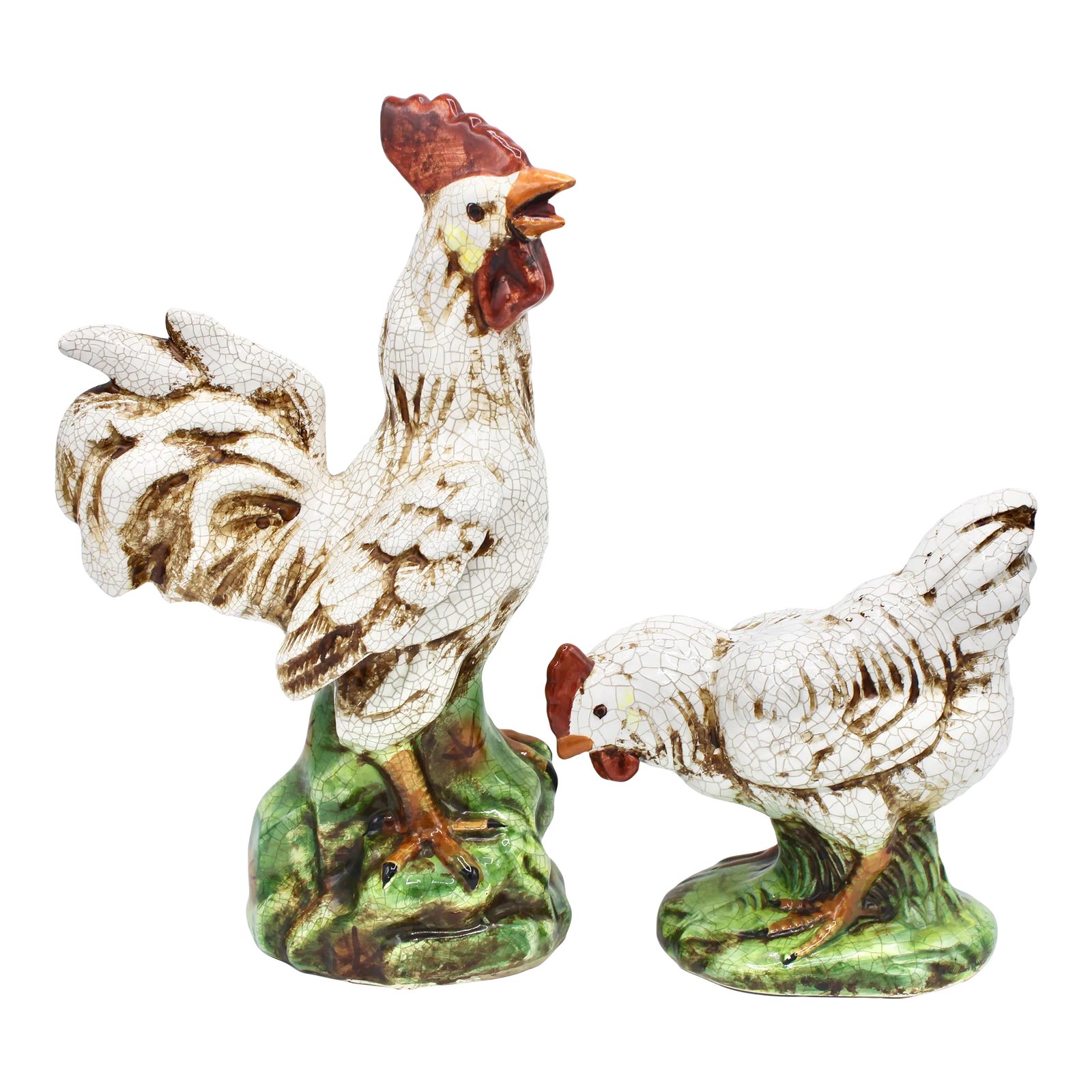 Vintage Country French Farmhouse Ceramic Chickens - Rooster and Hen ...