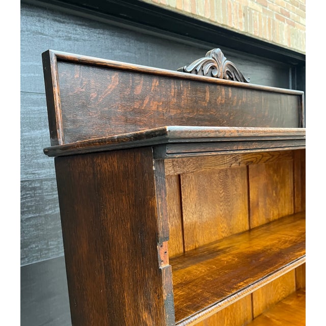 Antique Tiger Wood Bookcase Shelf | Chairish